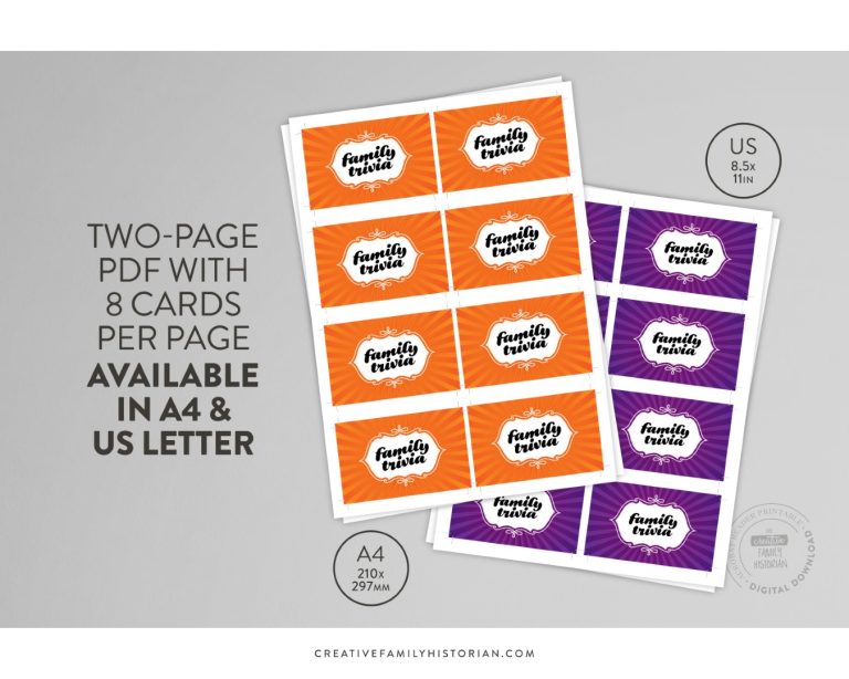 Family Trivia Question Cards Printable for Acrobat Reader – The ...