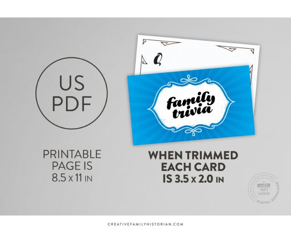 Family Trivia Question Cards Printable for Acrobat Reader – The ...