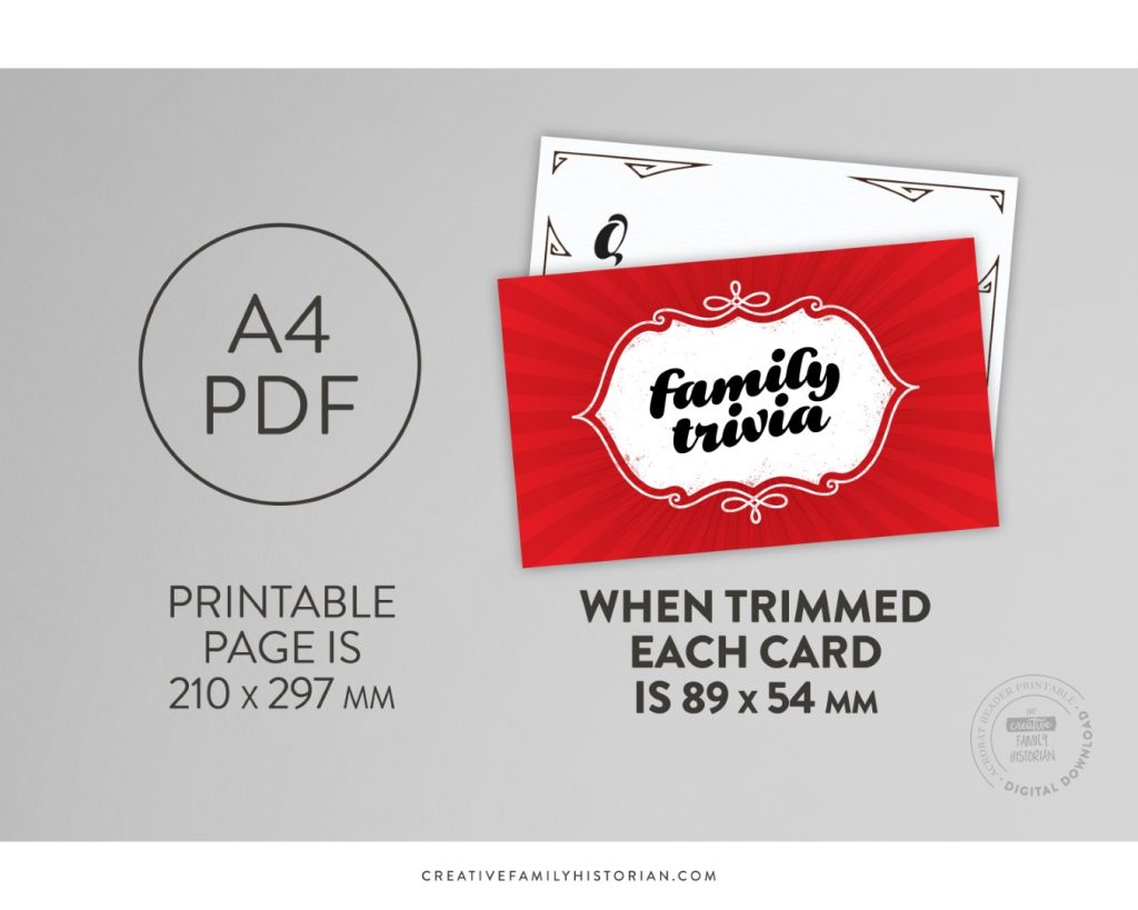 Family Trivia Question Cards Printable for Acrobat Reader – The ...