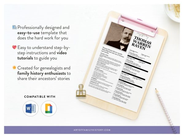 Family History Summary template – The Creative Family Historian