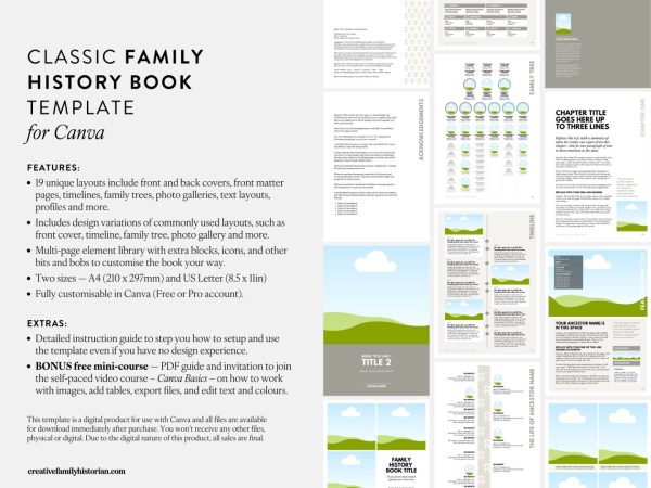 Classic Family History Book Template for Canva – The Creative Family ...