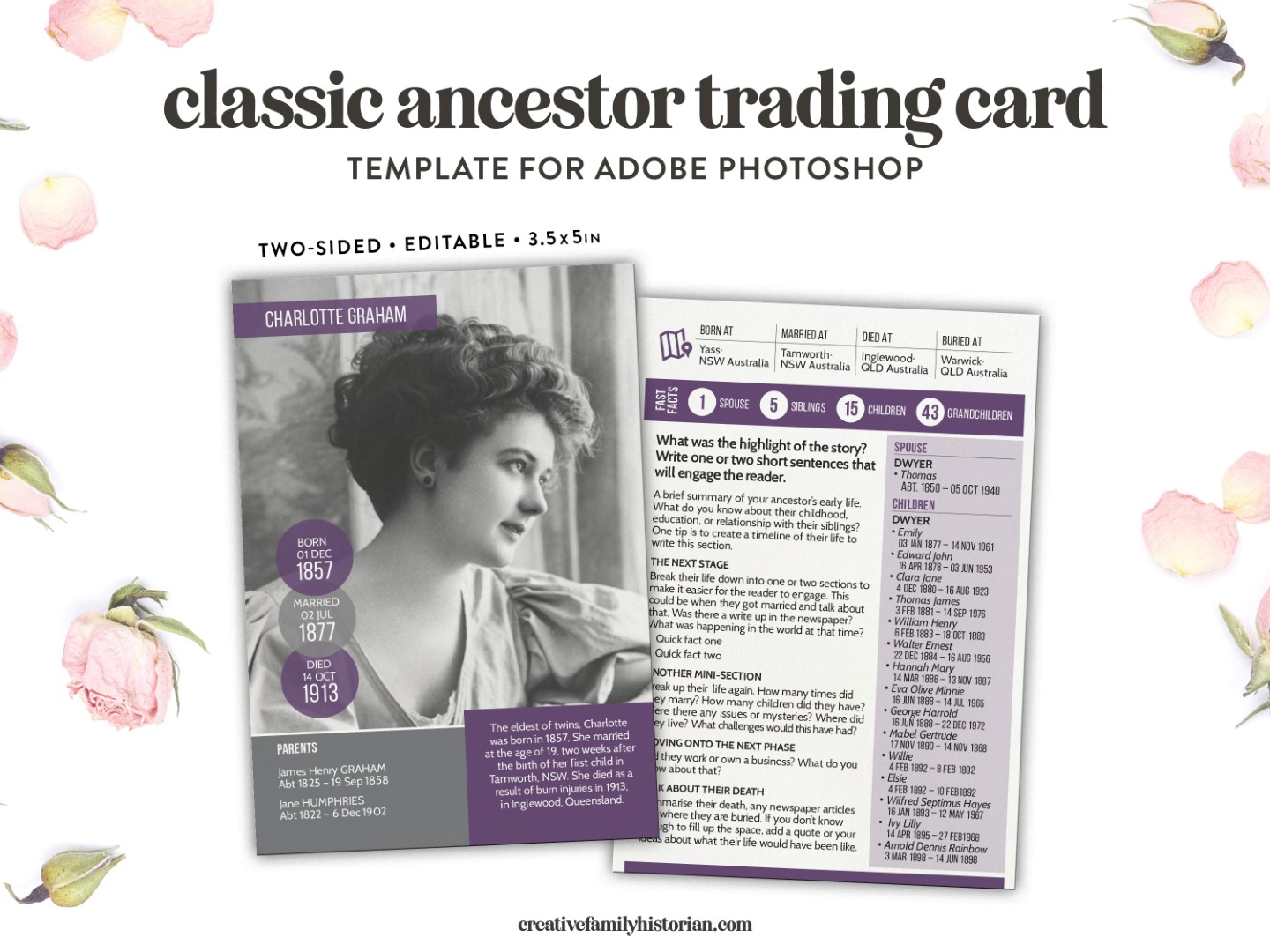 Classic Ancestor Trading Cards Template for Adobe Photoshop – The ...